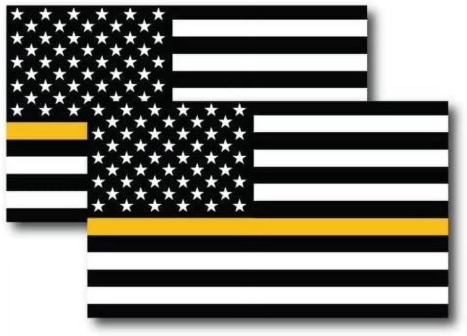 Thin Gold Line American Flags 2 Pack 3" x 5" Decals - in Support of All ...