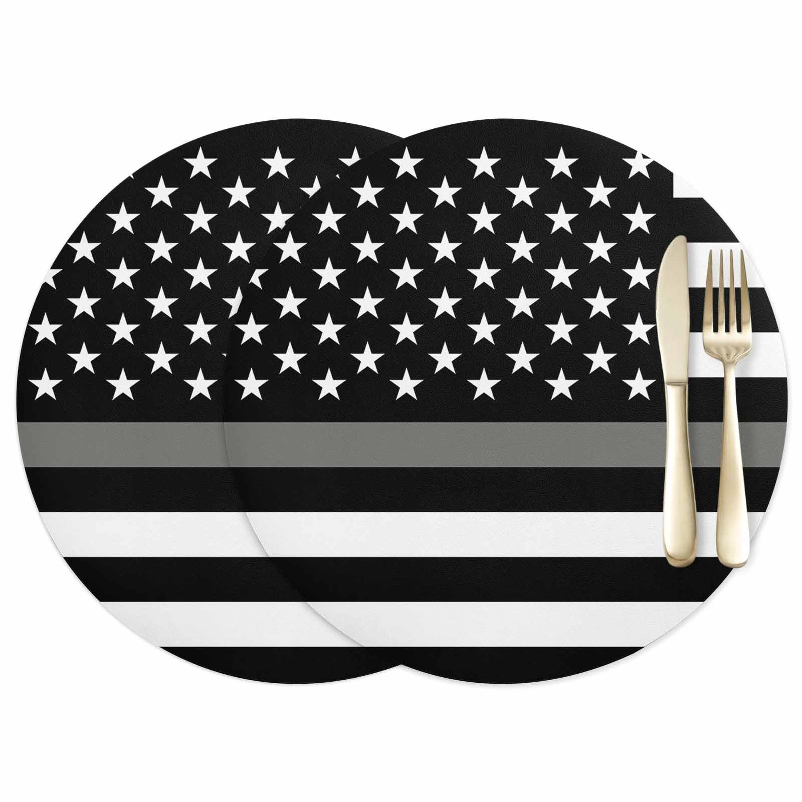 Thin Gray Leather Placemats Set of 2, 12 Inch, Line Law Enforcement ...