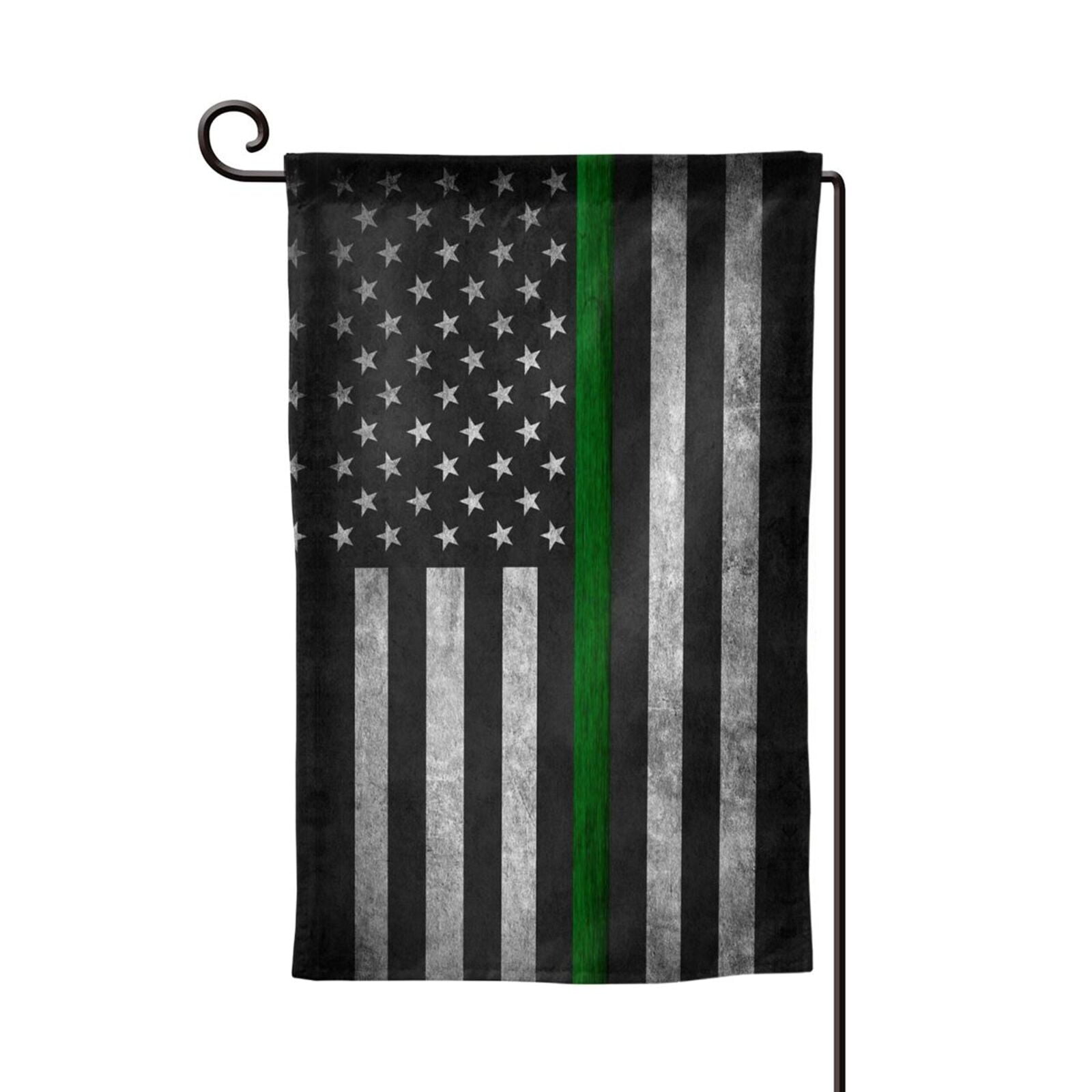 Thin Green Line Flag Garden Flag Double Sided Small Flag Yard Home Decorative Flags Banner 12.5 ...