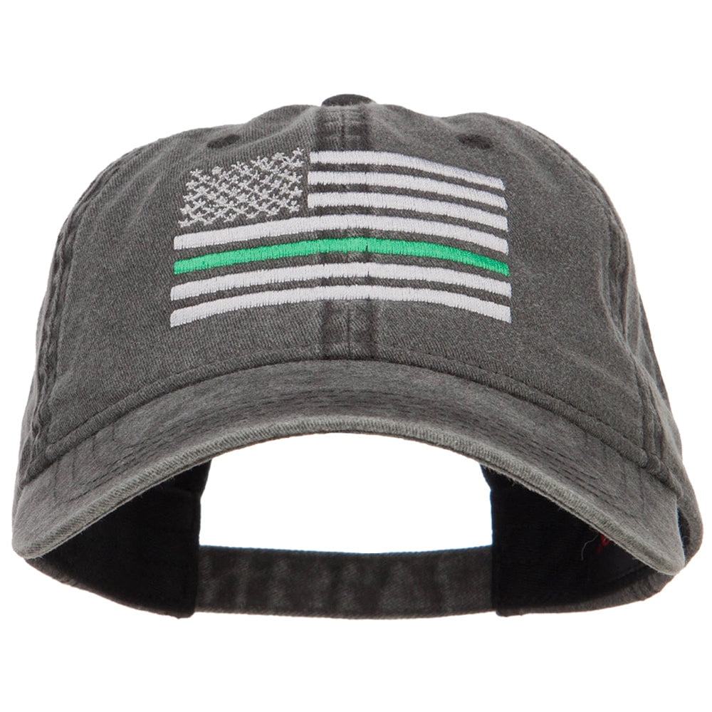 Thin Green Line Silver USA Flag Embroidered Washed Cap - Black OSFM ...