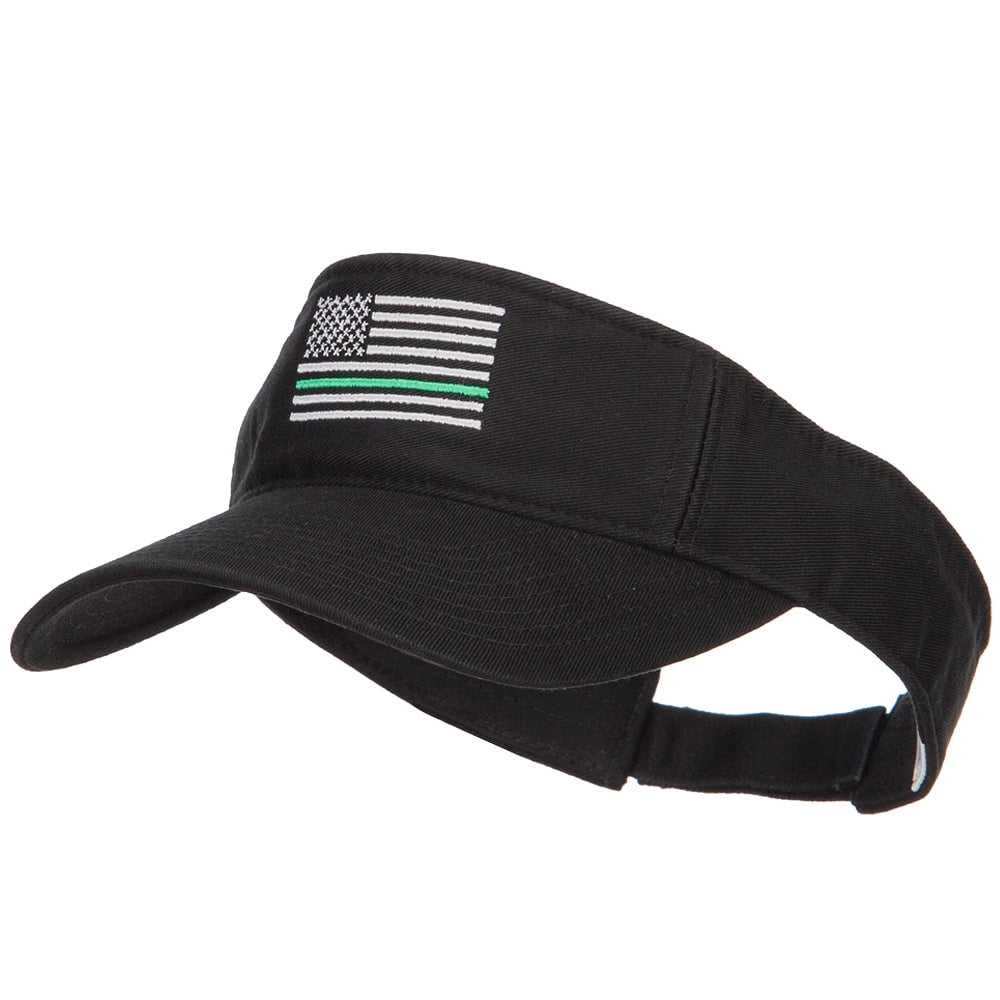 Thin Green Line USA Flag Embroidered Washed Visor - Black OSFM ...