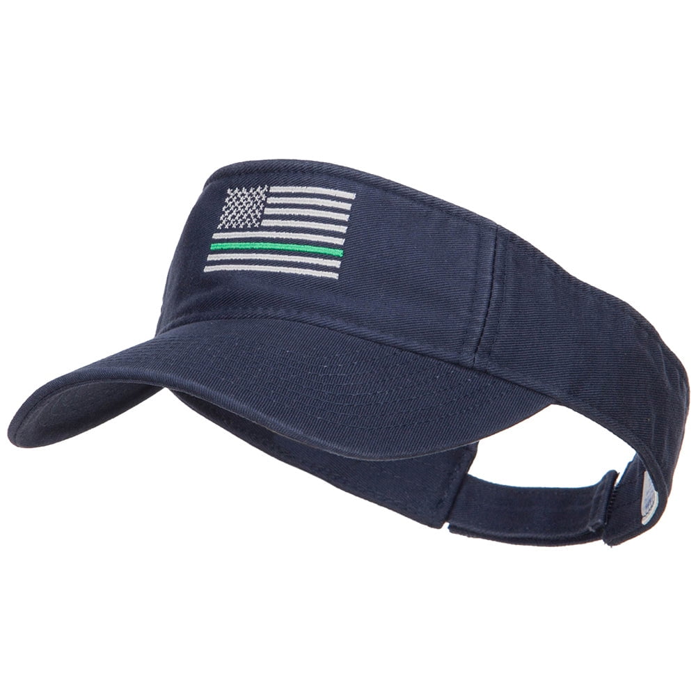 Thin Green Line USA Flag Embroidered Washed Visor - Navy OSFM - Walmart.com