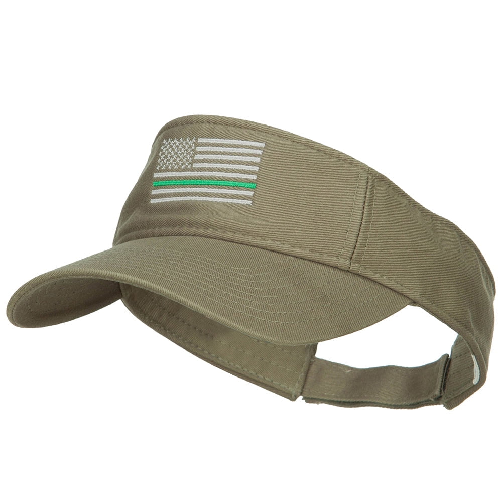 Thin Green Line USA Flag Embroidered Washed Visor - Olive OSFM ...