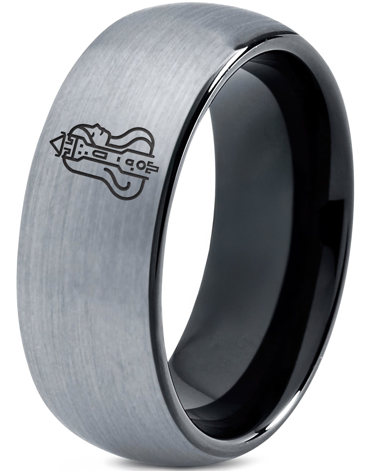 Thin Grey Band Gamer Tungsten Ring Dad Gifts Custom Rings Initial Mom ...