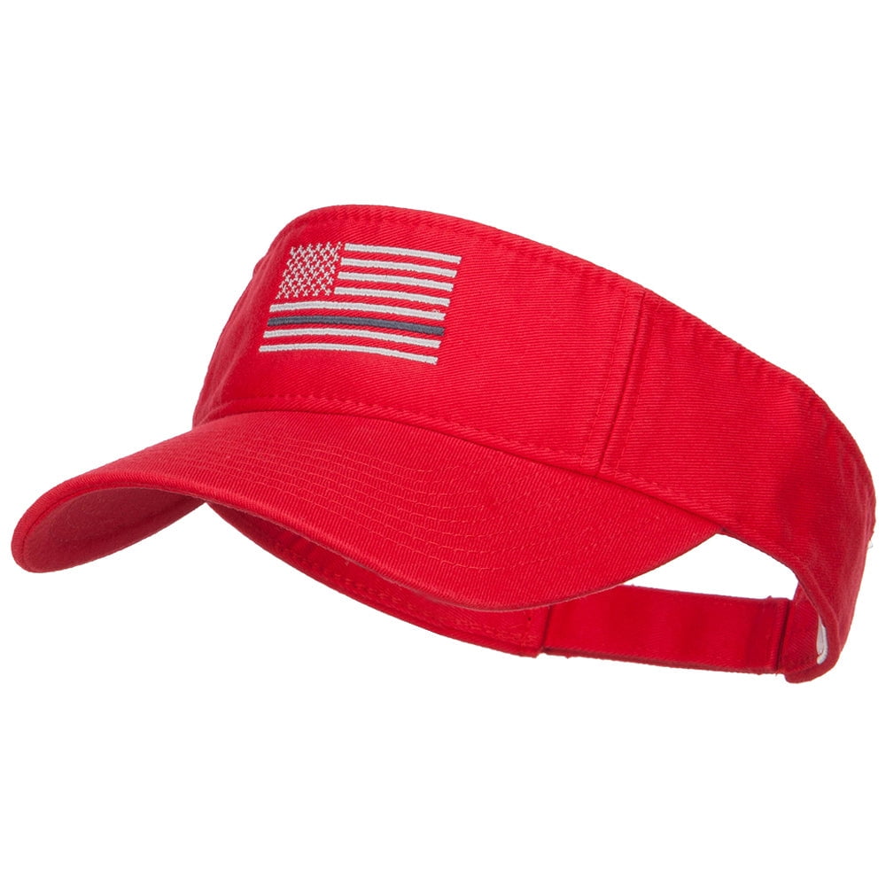 Thin Grey Line American Flag Embroidered Visor - Red OSFM - Walmart.com