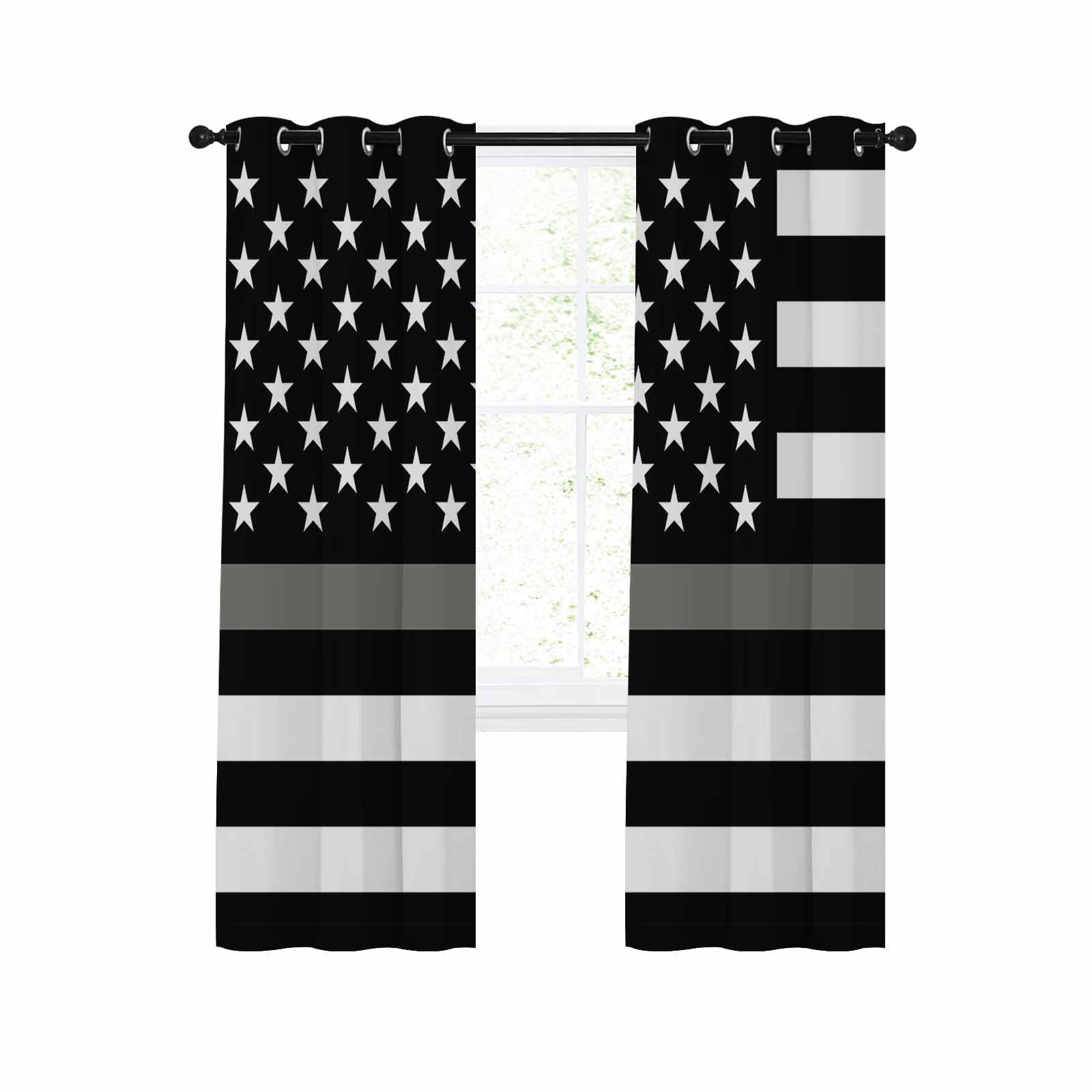 Thin Grey White Line Blackout Curtains 54 Inches Long for Bedroom ...