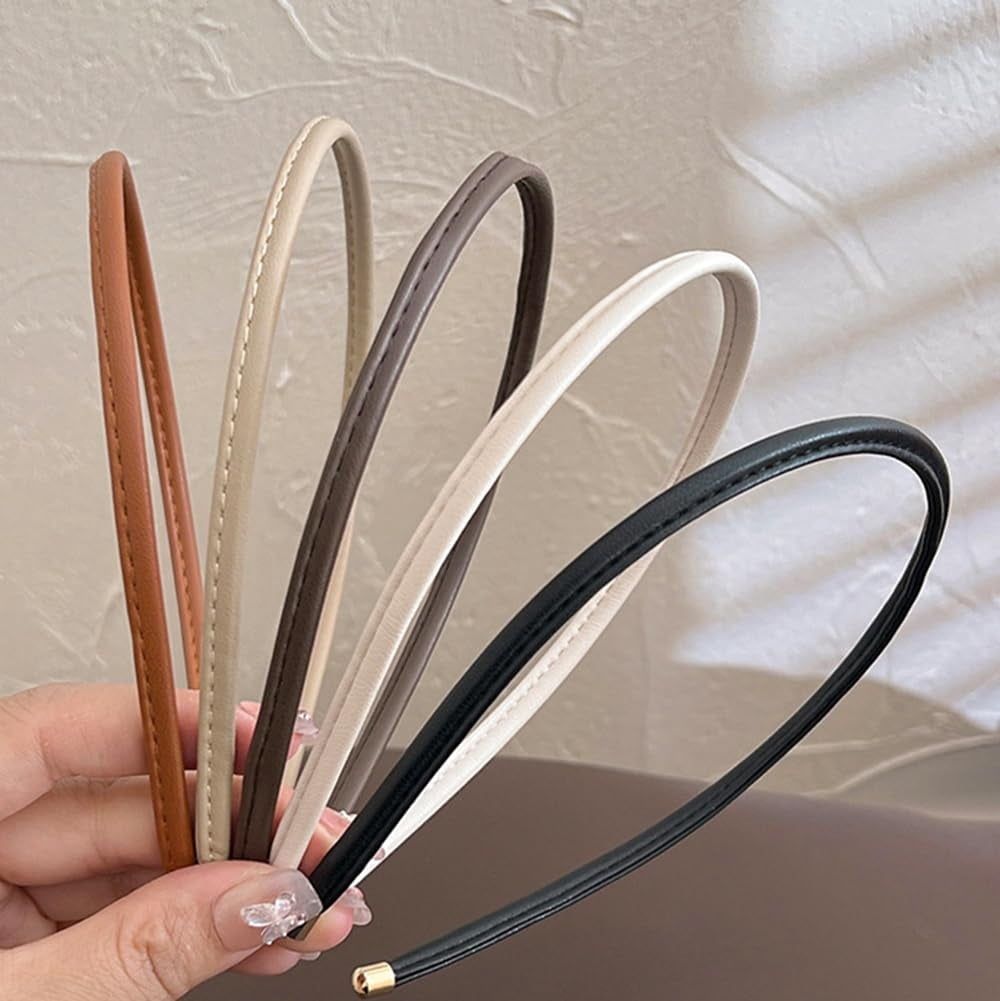Thin Headband Skinny Leather Headbands for Women, Trendy Comfortable No ...