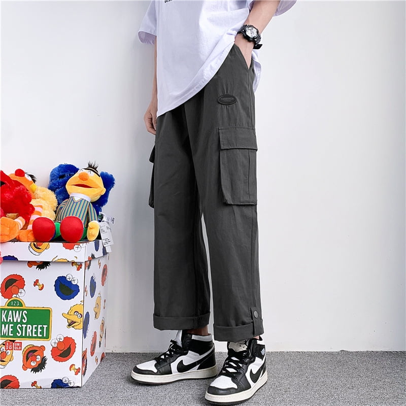Thin Japanese style overalls men‘s fashion brand ins loose straight ...