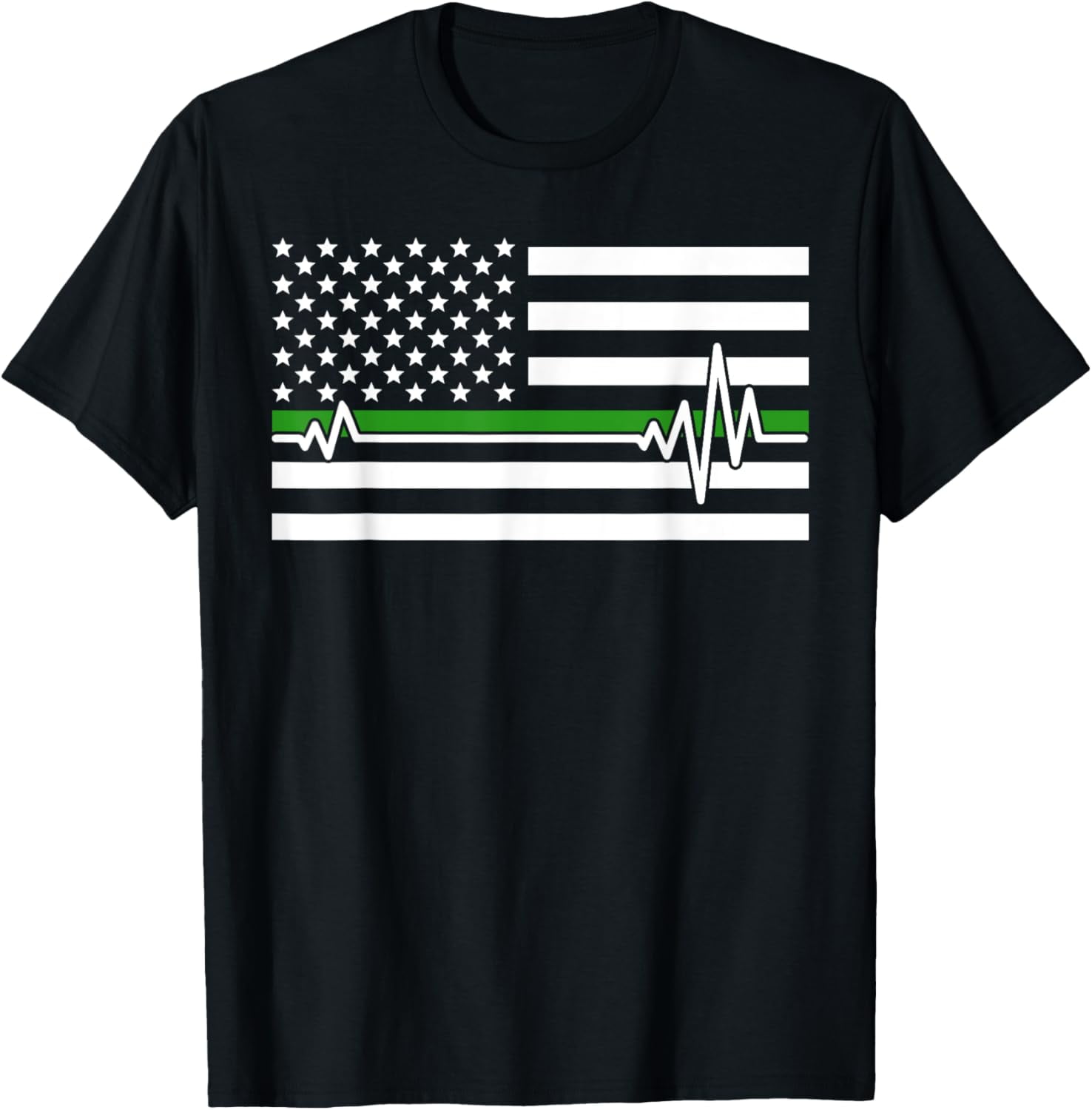 Thin Line In Green Us Flag Heartbeat Border Patrol Agent T-Shirt ...
