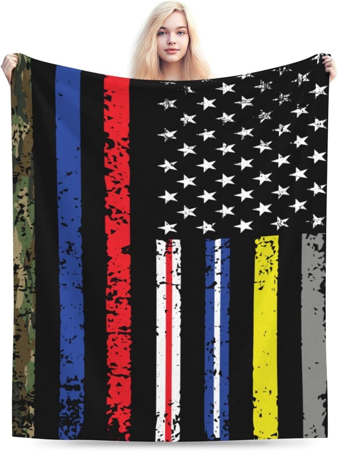 Thin Line Military Police Nurse Firefighter Throw Blanket for Couch 50 ...