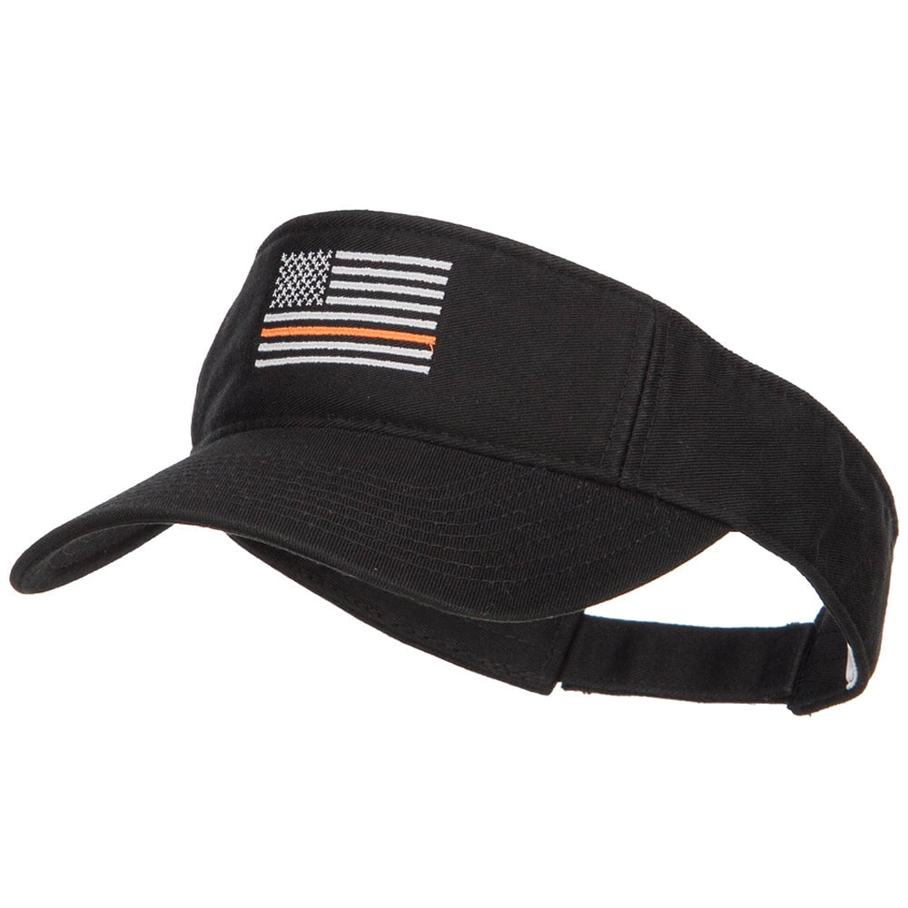 Thin Orange Line American Flag Embroidered Visor - Black OSFM - Walmart.com