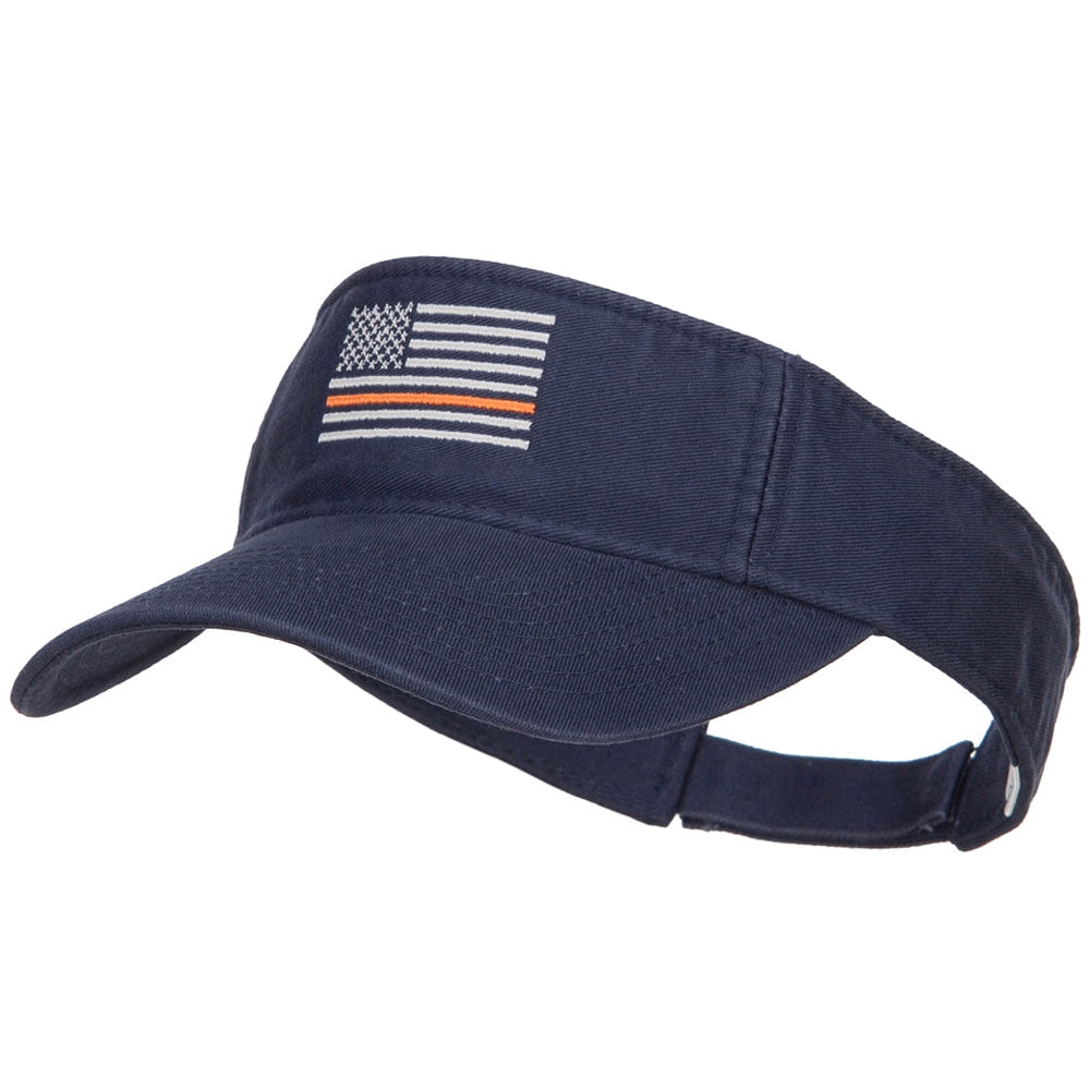 Thin Orange Line American Flag Embroidered Visor - Navy OSFM - Walmart.com