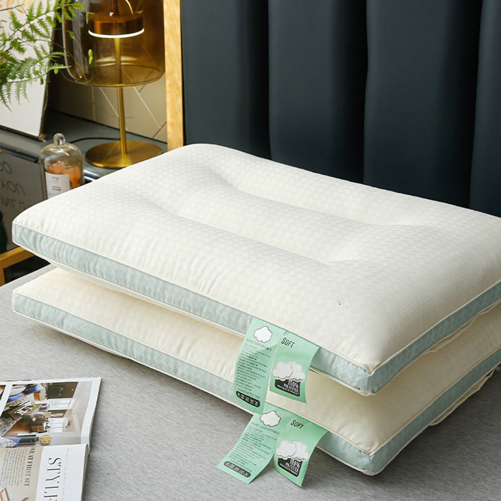 Thin Pillow for Stomach and Back Sleeper Low Pillow Flat Bed Pillow ...
