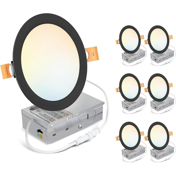 -Thin Recessed Lighting 6 Inch with Junction Box, 1200LM 2700K-5000K ...