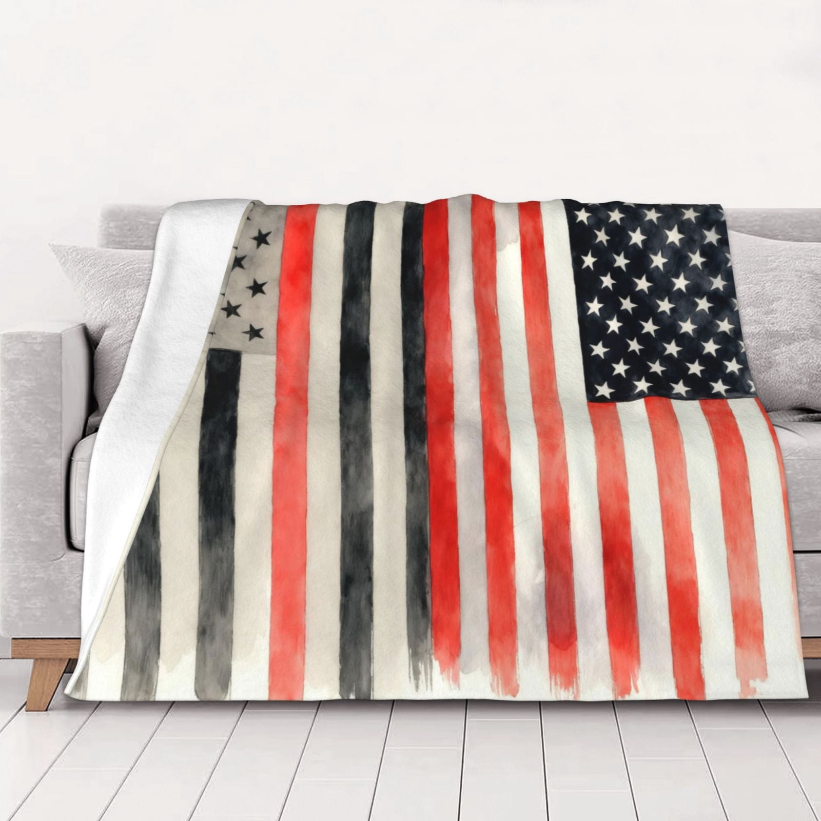 Thin Red America Line Flag Throws Blanket Fleece Soft Cozy Warm Plush ...