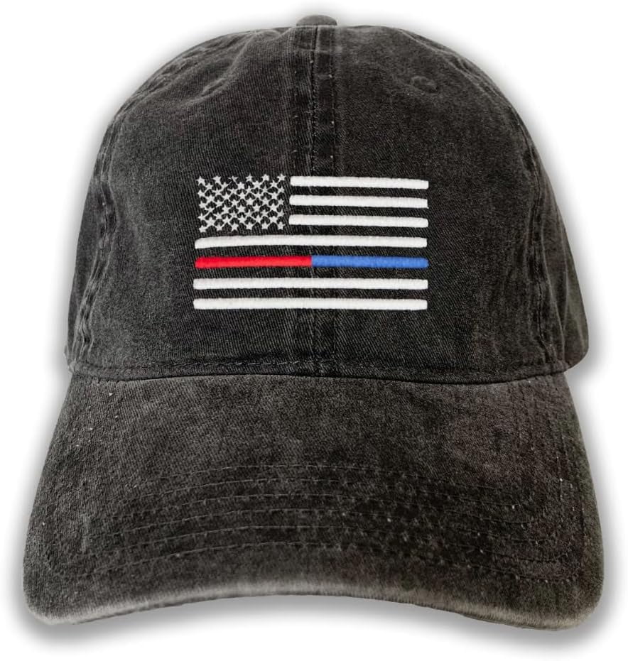 Thin Red And Blue Line American Flag Hat Baseball Hat Police Officers ...