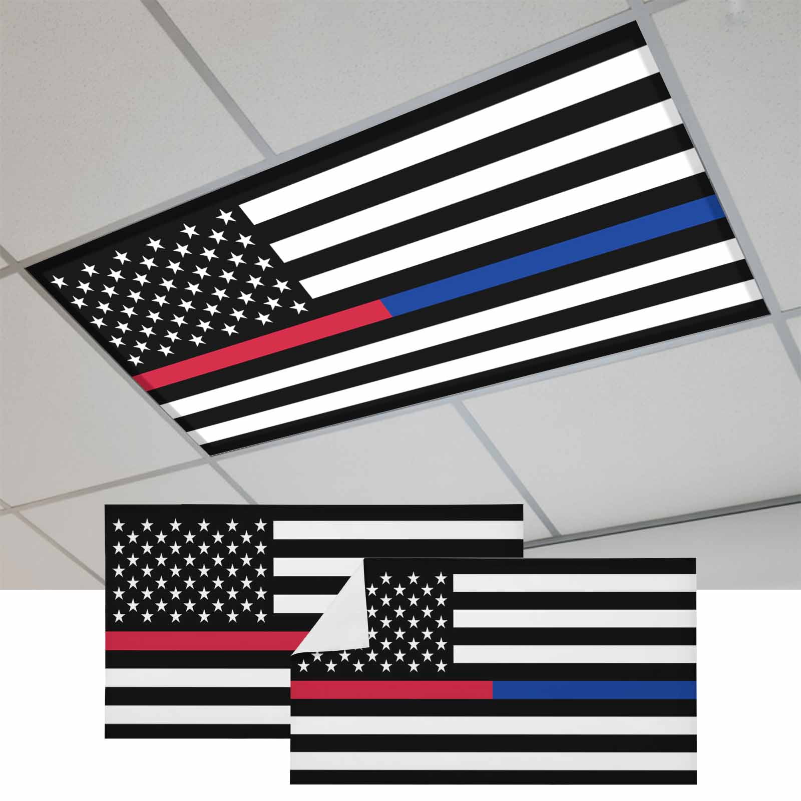 Thin Red Blue White Line Fluorescent Light Covers, American Flag Star ...