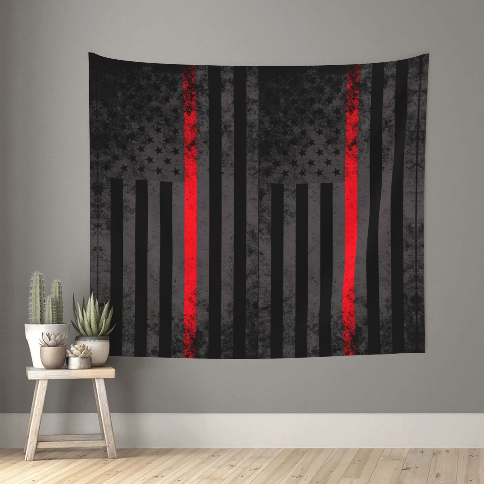 Thin Red Fire Line Flag Tapestry Wall Hanging Colorful Wall Haning For ...