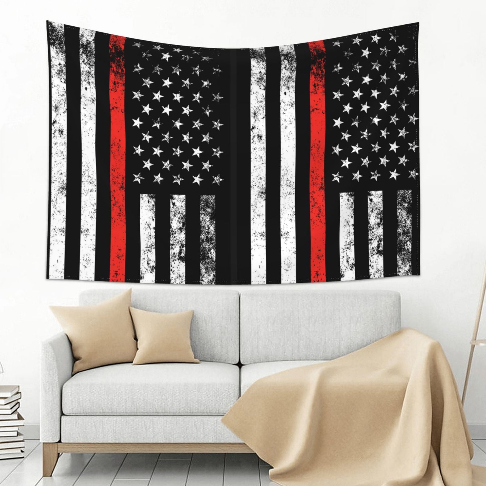 Thin Red Firefighter Line America Flagtapestry Wall Hanging Decor For ...