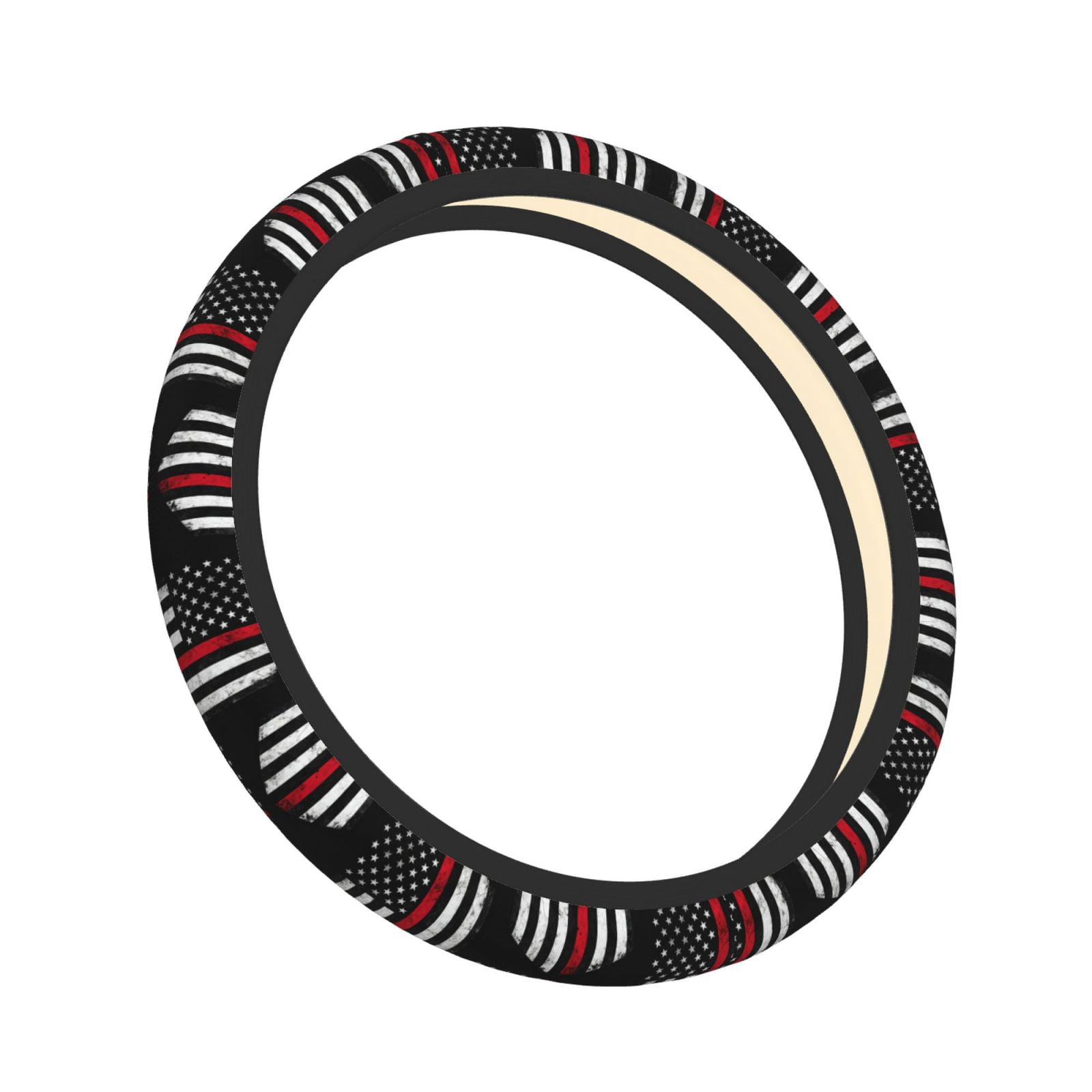 Thin Red Firefighter Line Flag Anti-Slip Neoprene Steering Wheel Cover ...