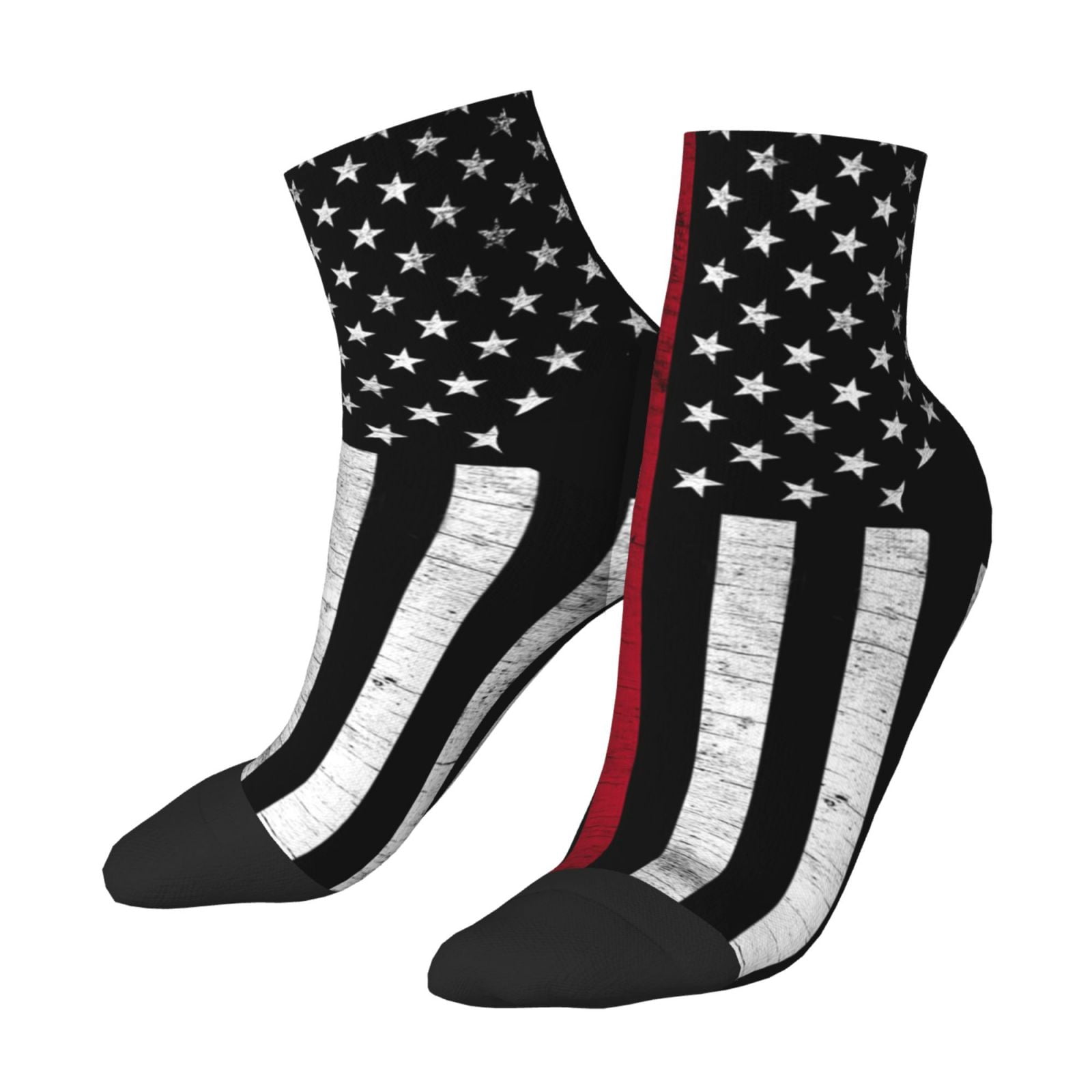 Thin Red Firefighter Line Flag Colorful Quarter Socks for Men Women ...