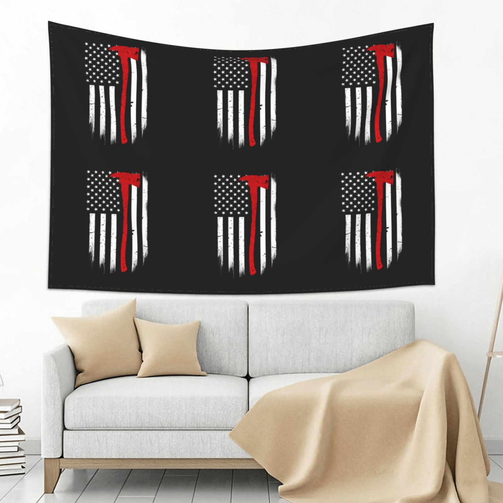 Thin Red Firefighter Line Flagtapestry Wall Hanging Decor For Bedroom ...