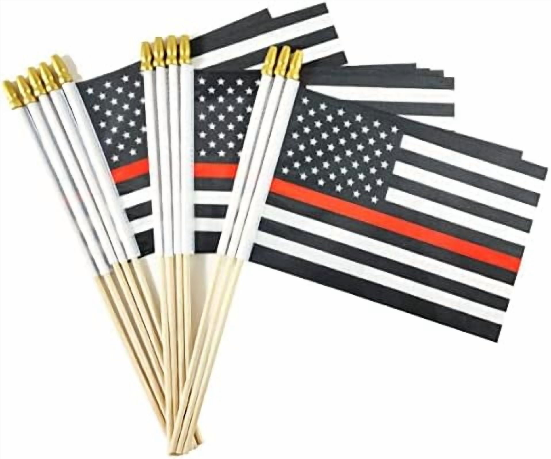 Thin Red Line American Firefighter Stick Flag Small Mini Hand Held ...