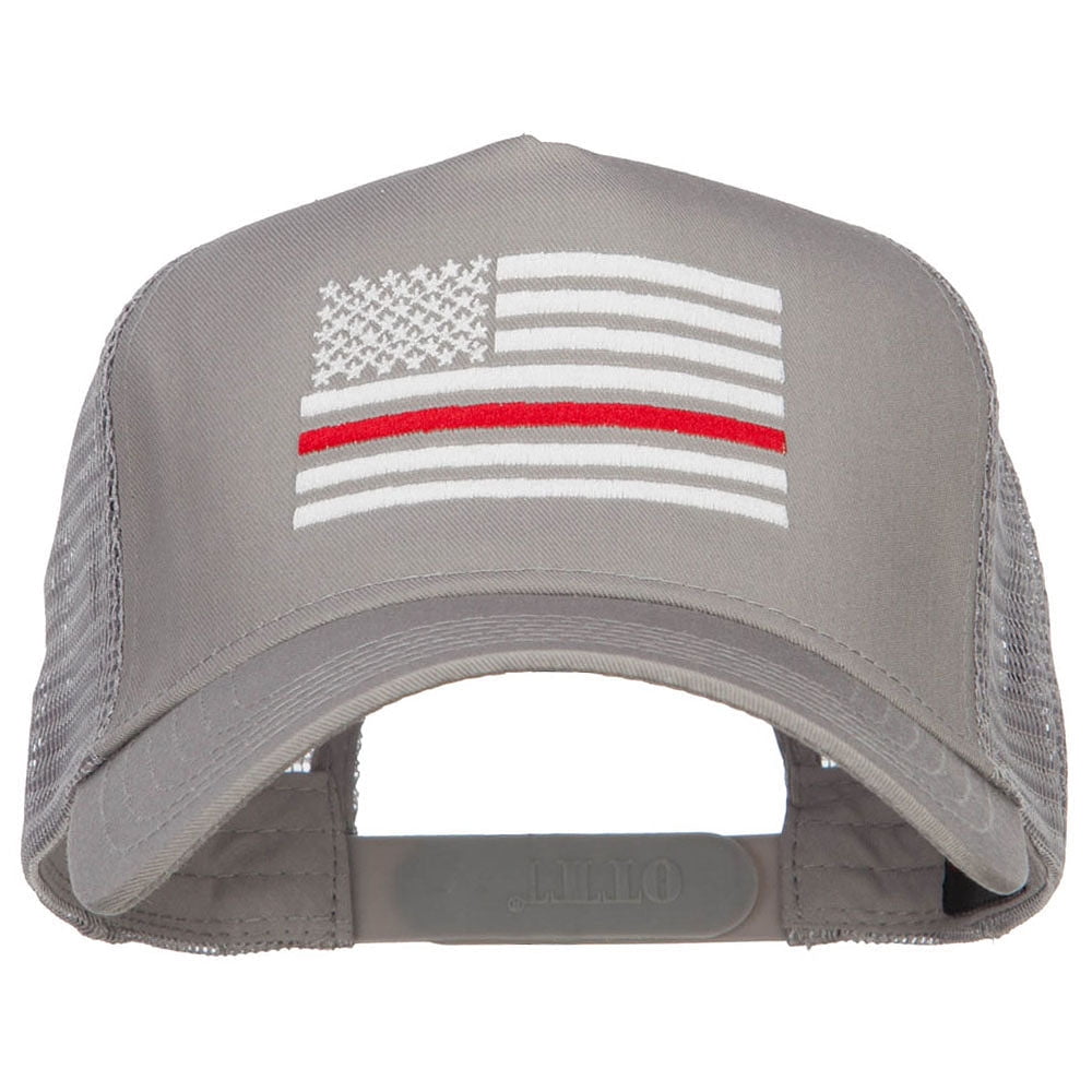 Thin Red Line American Flag Embroidered Mesh Cap - Grey OSFM - Walmart.com