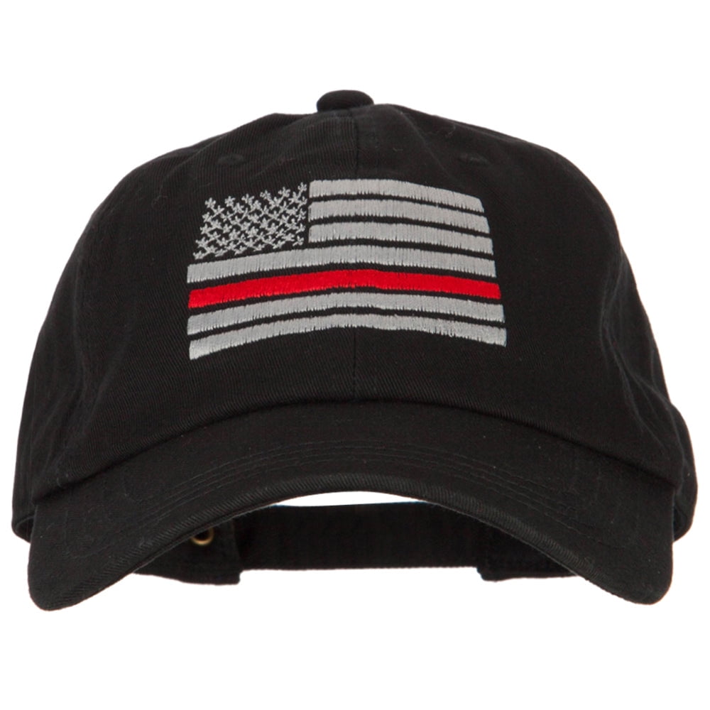 Thin Red Line American Flag Embroidered Unstructured Cotton Washed Cap ...