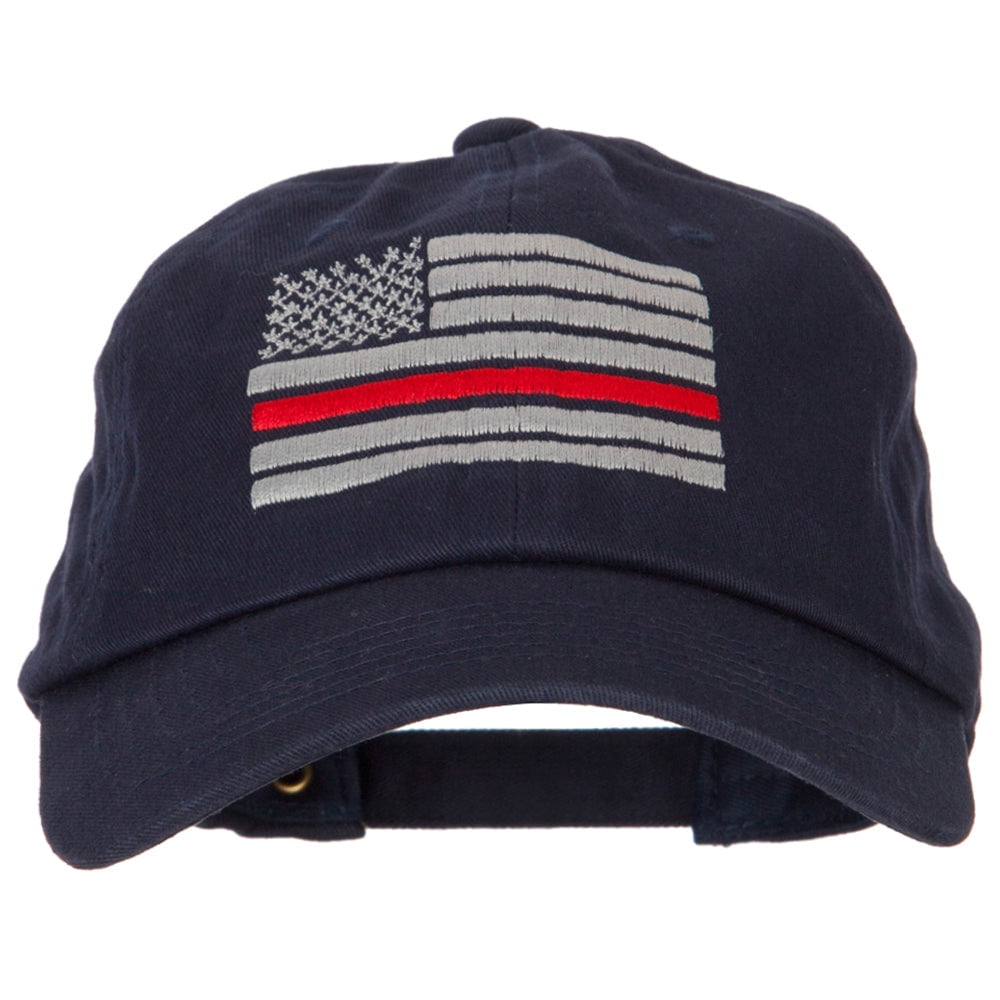 Thin Red Line American Flag Embroidered Unstructured Cotton Washed Cap ...