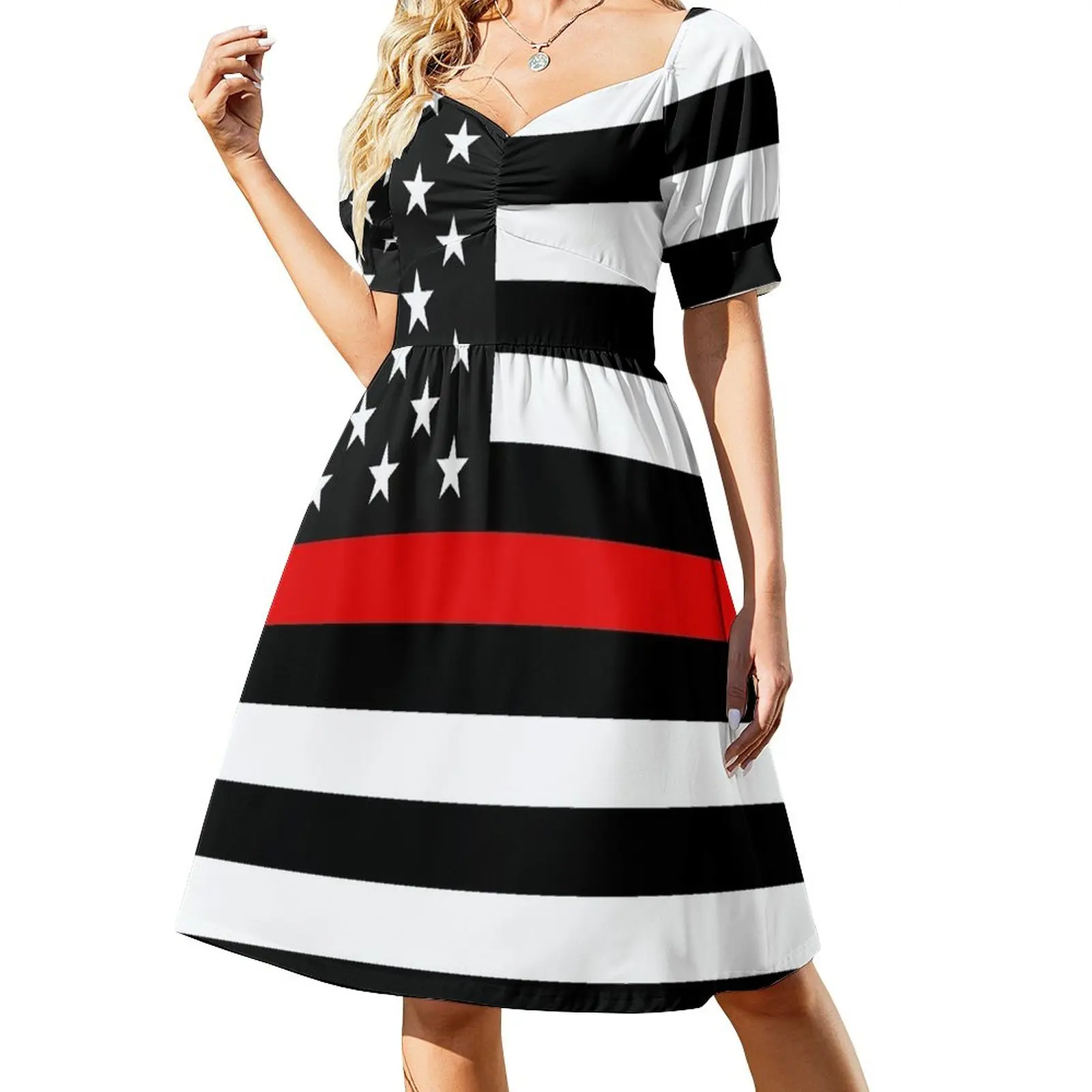 Thin Red Line American Flag Sleeveless Dress ladies dresses for women ...