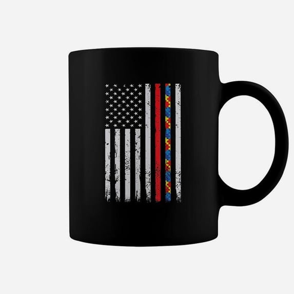 Thin Red Line Firefighter Support Autism 4th July Flag Coffe - Walmart.com