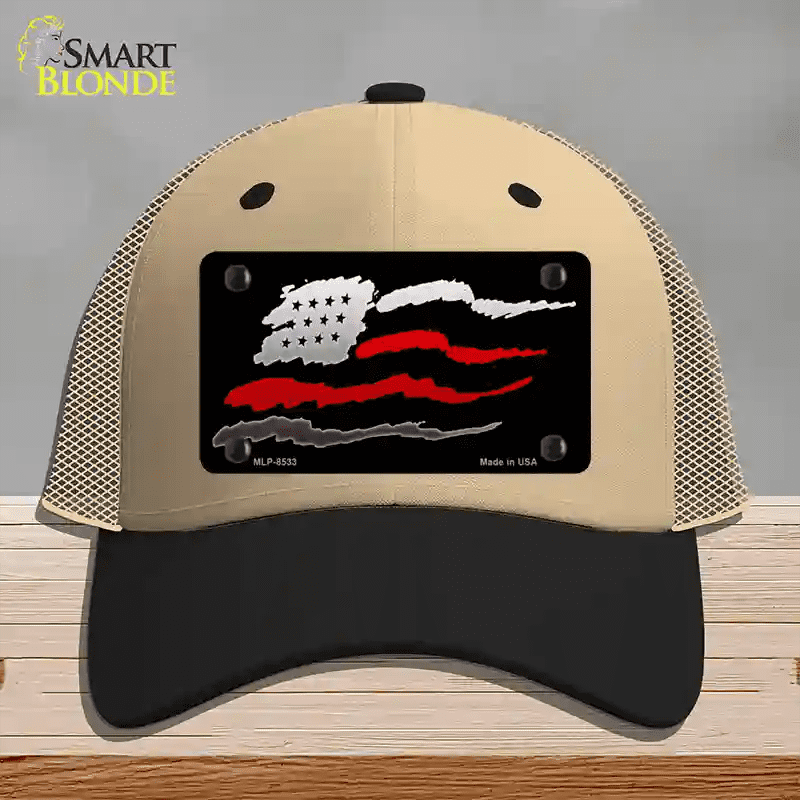 Thin Red Line Flag Novelty License Plate Hat Mesh Khaki|Black - Walmart.com