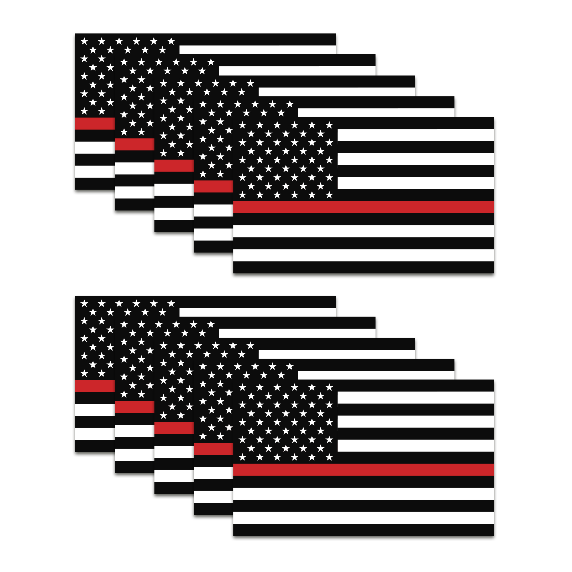 Thin Red Line Flag Stickers - 3 x 5 inches - Firefighters State ...