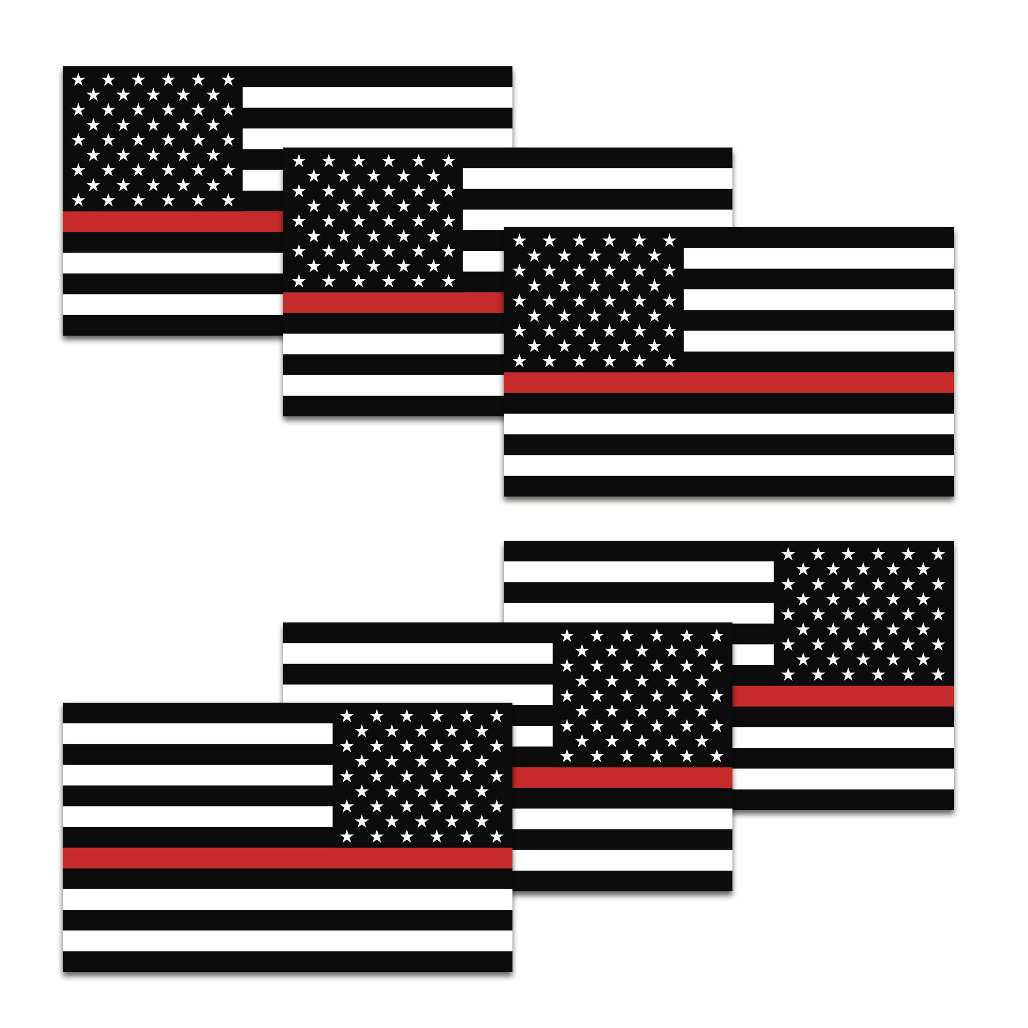 Thin Red Line Flag Stickers - 3 x 5 inches - Firefighters State ...