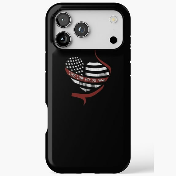 Thin Red Line This Line Holds My Heart iPhone Case 17 to 11 Pro Max ...