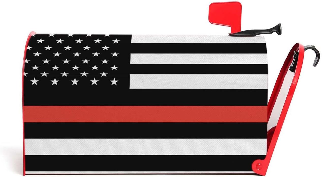 Thin Red Line USA Flag Honor Memories Mail Box Cover Magnetic Anti-UV ...