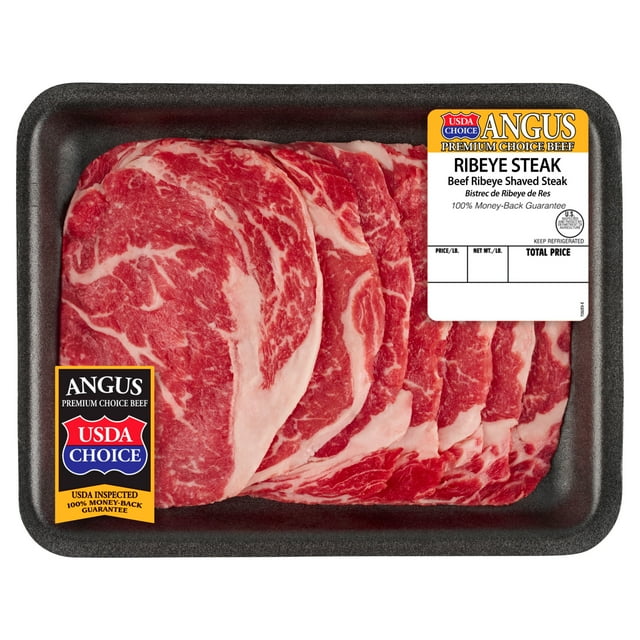 Thin Ribeye Shaved Steak, Choice Angus Beef, 7 Per Tray, 0.79 - 2.1 lb ...