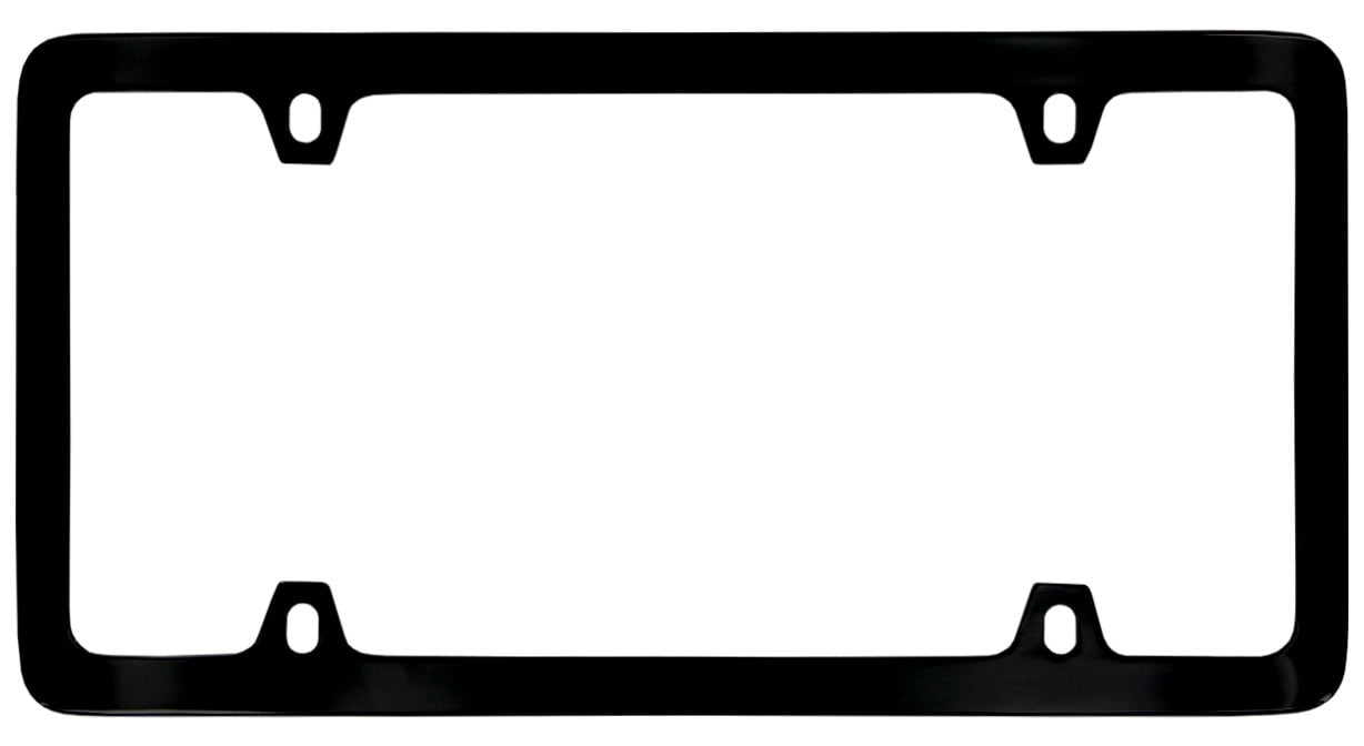 Thin Rim Solid Brass License Plate Frame 4 Hole (Glossy Black ...
