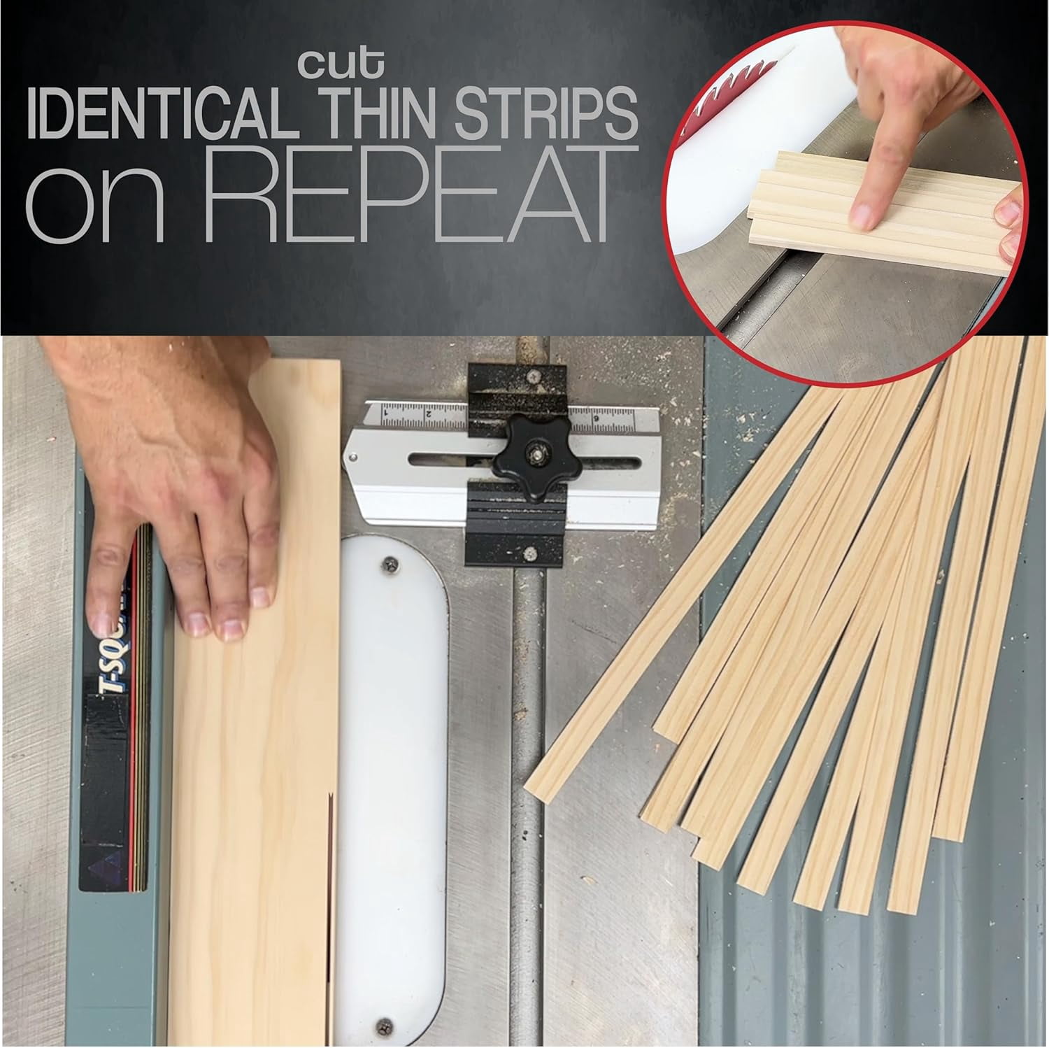 Thin Rip Jig Table Saw Jig for Making Repetitive Narrow Strip Cuts on ...