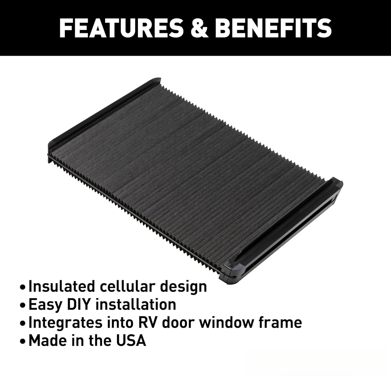 Thin Shade EcoCell Snap-On RV Window Shade for Prepped Entry Doors with ...
