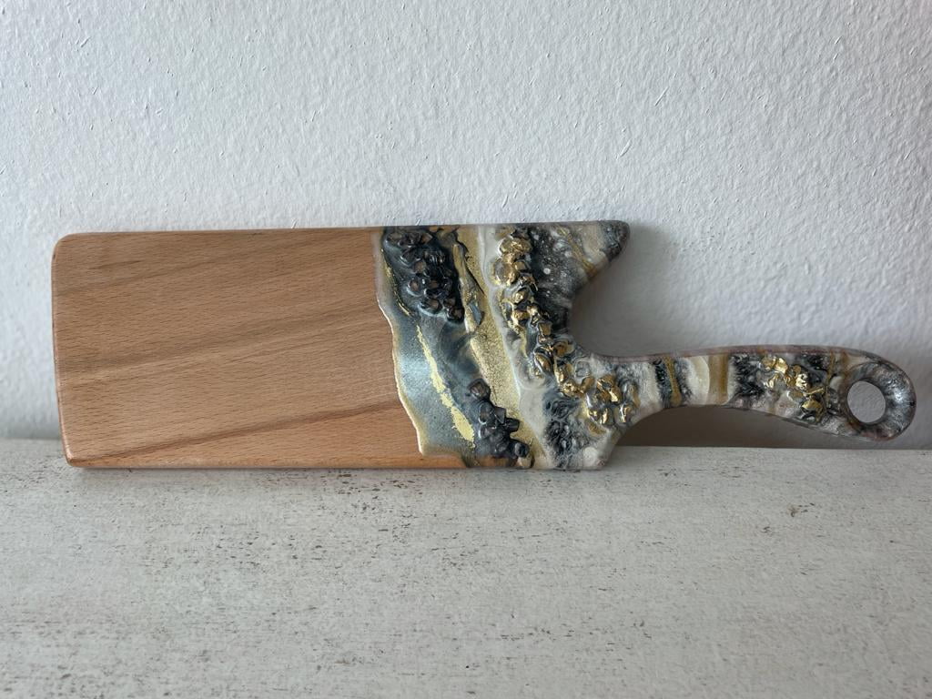 Thin Shore Themed Resin Epoxy Wood Charcuterie Board with Circle Handle ...