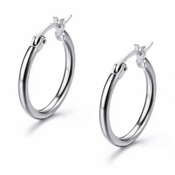 Thin Skinny Solid 925 Sterling Silver Earrings for Men Women Hypoallergenic Lightweight Hoops Walmart Business Supplies