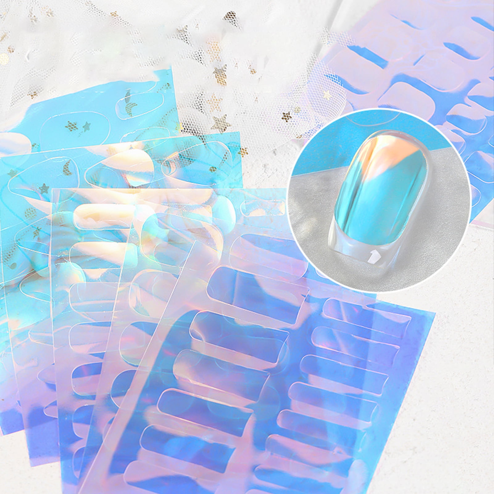 Thin Texture Manicure Decal Lightweight PVC Aurora Glass Nail Art ...