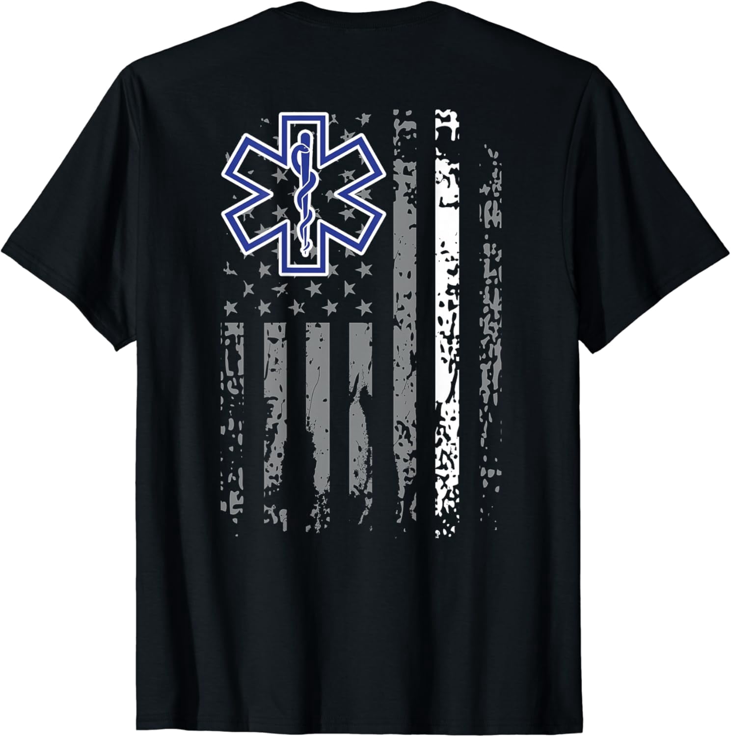 Thin White Line EMS EMT Paramedic American Flag Back Print T-Shirt-3XL - Walmart.com
