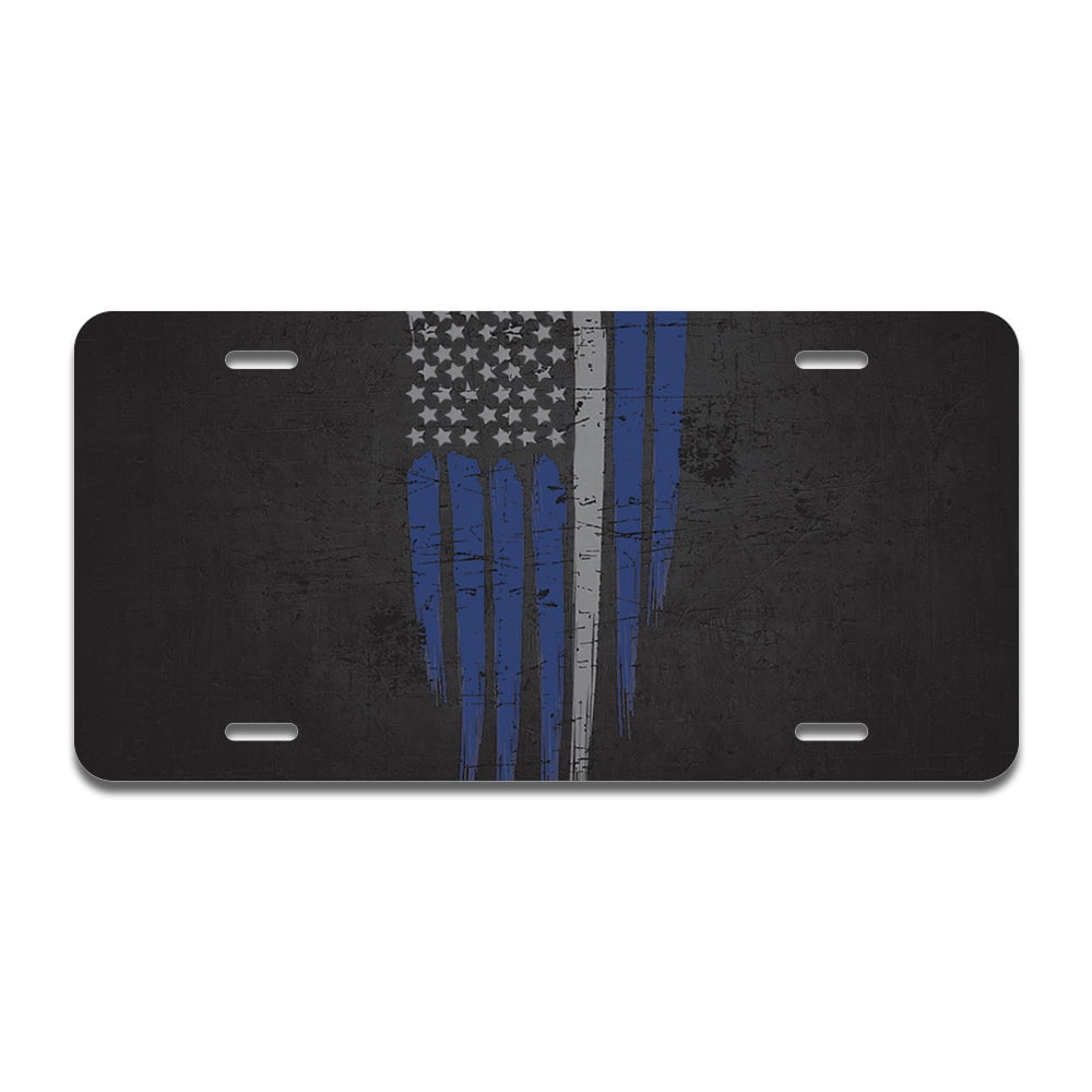Thin White Line VERT Aluminum License Plate| License Plate 12" X 6 ...