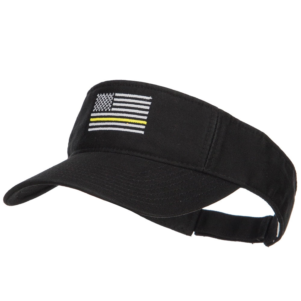 Thin Yellow Line American Flag Embroidered Visor - Black OSFM - Walmart.com