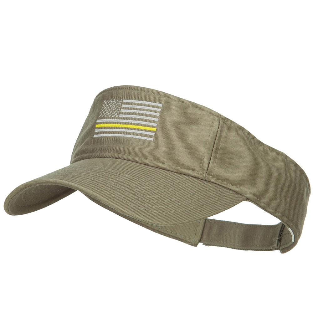 Thin Yellow Line American Flag Embroidered Visor - Olive OSFM - Walmart.com