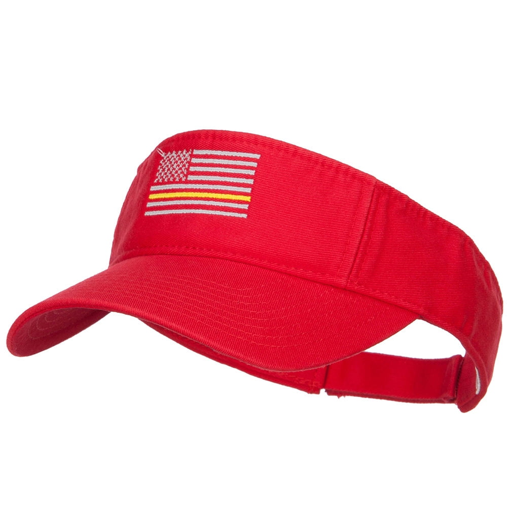 Thin Yellow Line American Flag Embroidered Visor - Red OSFM - Walmart.com