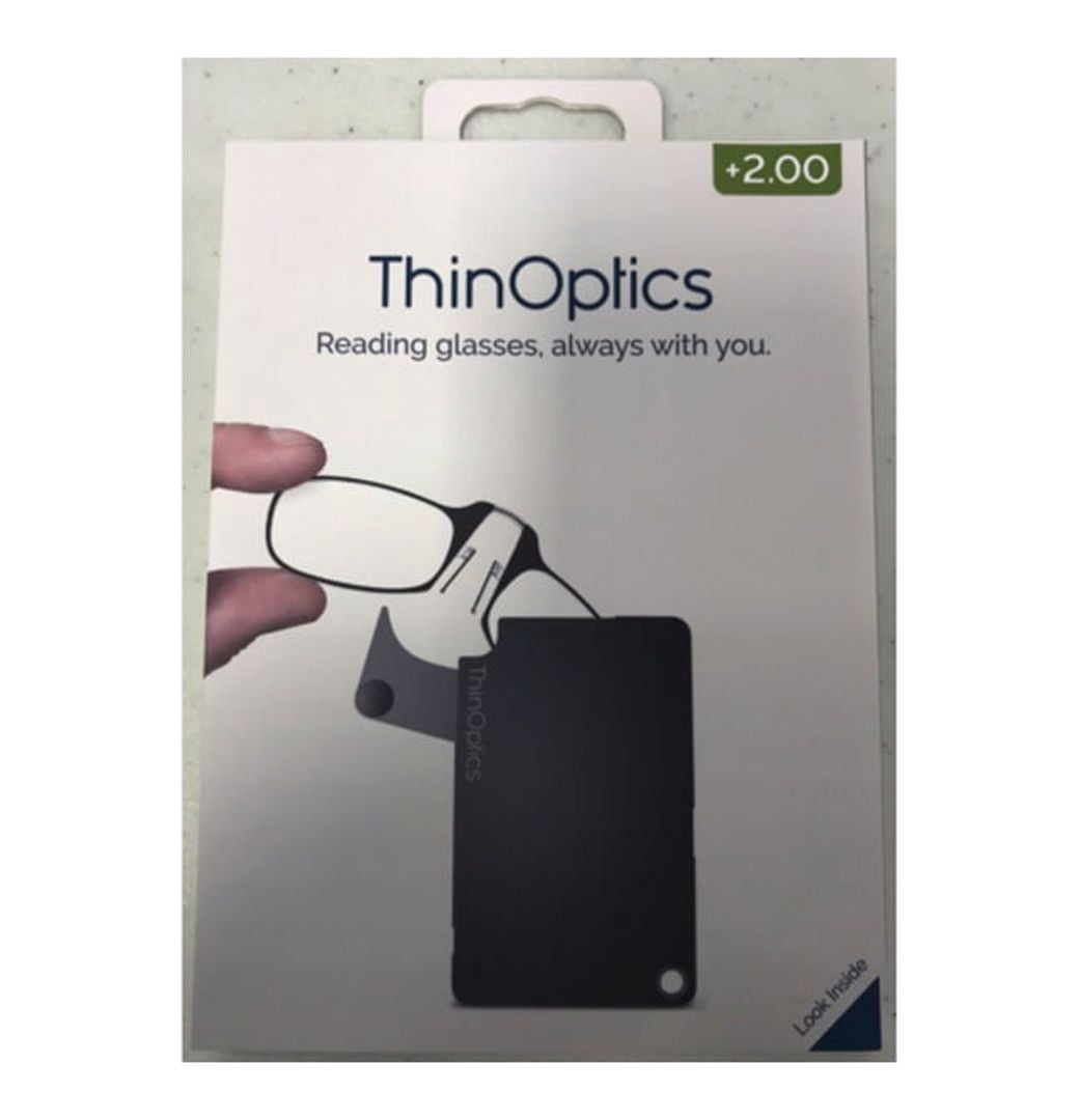 ThinOptics Armless Ultralight Reading Glasses w/ FlashCard Case - +2.00 ...